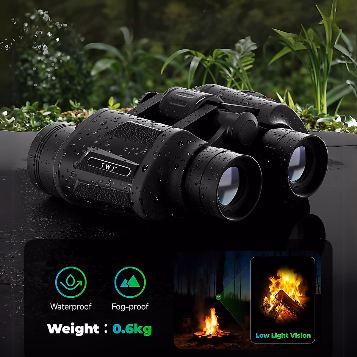 12x40 HD Binoculars for Adults and Kids High Powered, Clear Large View & Low Light Night Vision, Waterproof Binoculars for Hunting, Birds Watching, Cruise Ship, Theaters, Travel and Stargazing