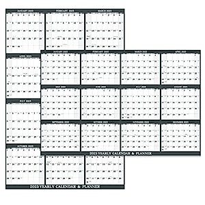 2023 Yearly Wall Calendar - 2023 Dry Erase Wall Calendar, Yearly Wall Calendar 2023 with Julian Date, 34.6" x 22.9" Full Year Wall Calendar, Jan. 2023 - Dec. 2023, Large, Wet & Dry Erase Laminated, Vertical/Horizontal, Reversible - Classic Grey