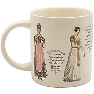 Jane Austen Heat Changing Finery Mug - Add Coffee and See Walking Attire Change into Evening Attire