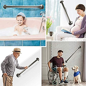 Brushed Nickel Shower Grab Bar 16 Inch - 1 1/4" Diameter, iMomwee 2 Pack Stainless Steel Safety Assist Handle, Wall Mounted Bathroom Mobility Aid Balance Support Hand Rail for Handicap Elderly Senior