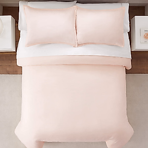 SERTA Simply Clean Ultra Soft Hypoallergenic Stain Resistant 3 Piece Solid Duvet Cover Set, Blush, Full/Queen