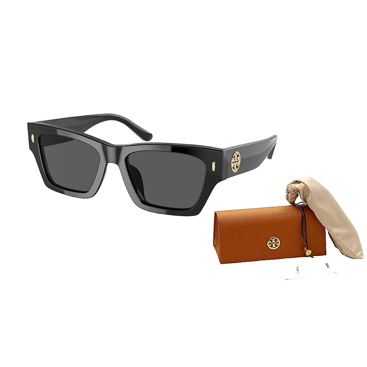 Tory Burch TY7169U 170987 52MM Black/Solid Grey Rectangular Sunglasses for Women + BUNDLE With Designer iWear Eyewear Kit