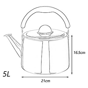 XENITE Classic Kettle Stove Top Whistling Kettle Food-Grade Stainless Steel Teapot Whistle Teapot Ergonomic Suitable for Various Stoves Camping Kettle Teapots (Color : Silver, Size : 5L)