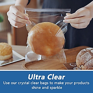 WEPOLY - 5" x 7" (100 Count) Clear Cellophane Bags - Self Sealing Cello Plastic Poly Bags- for A2 A4 A6 Cads & Envelopes, Bakey, Cookies, Candies