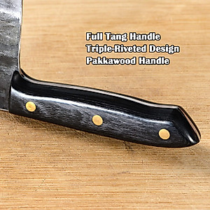 HDMD Serbian Chefs Knife Hand Forged Meat Cleaver Knife For Meat Cutting, Full Tang Serbian Knife High Carbon Steel Butcher Knife Kitchen Cleaver Knife