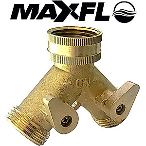 Heavy Duty Brass Y-Hose Splitter 2 Pack | Garden Hose 2 Way Splitter | Y Splitter Hose | Lawn Hose Splitter Spigot Adapter with 2 Valves | Extra Rubber Washers