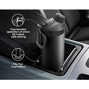 ENCOOL Insulated Stainless Steel Water Bottle with Straw and Spout Lid, Leak Proof, Cupholder Friendly, Double wall, for Sports, Gym, Travel (24oz, Midnight)