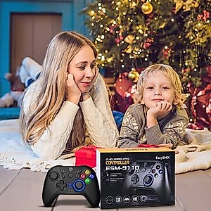 EasySMX Wireless Gaming Controller for Windows PC/Steam Deck/PS3/Android TV BOX, Dual Vibrate Plug and Play Gamepad Joystick with 4 Customized Keys, Battery Up to 14 Hours, Work for Nintendo Switch