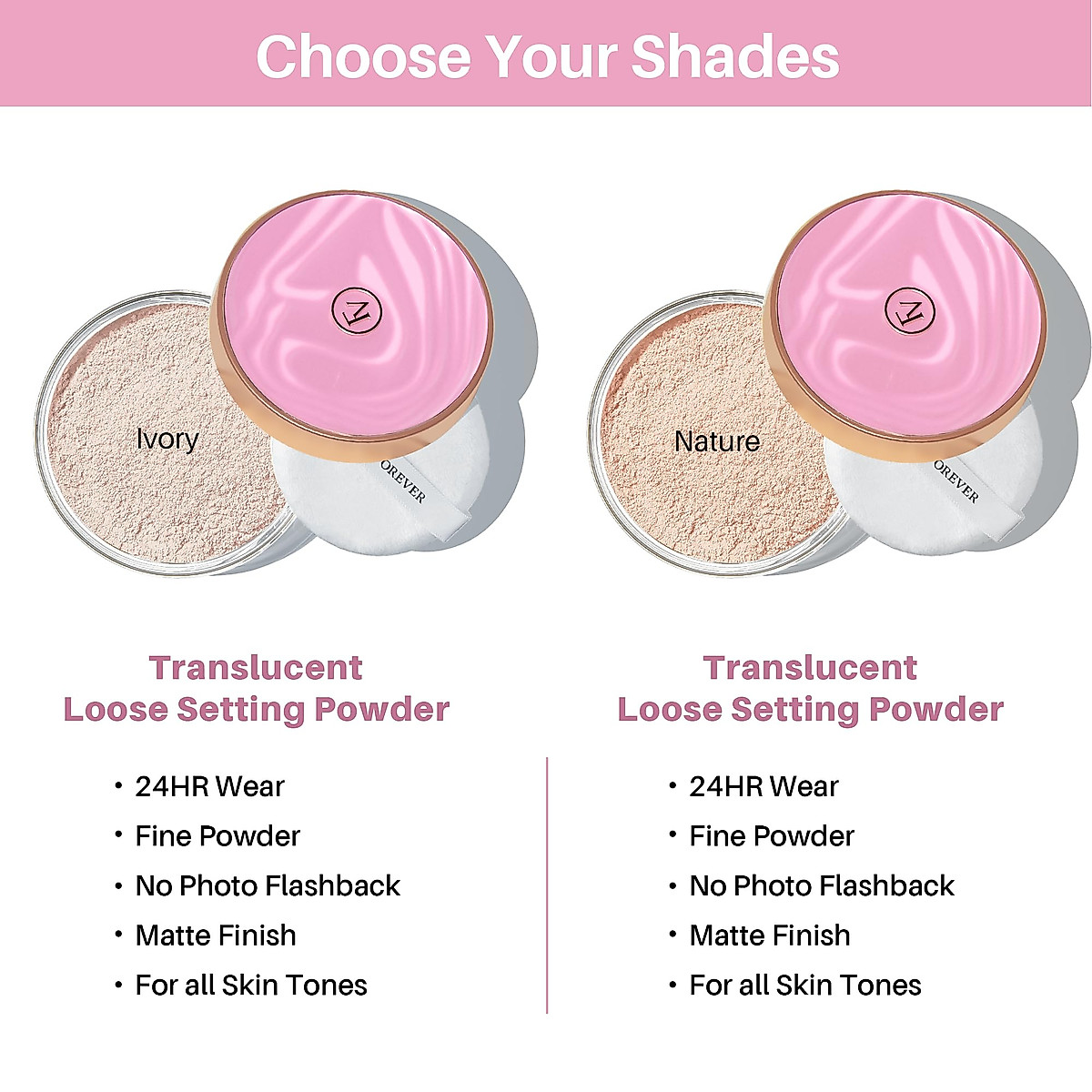 FV Translucent Loose Face Powder, Long Lasting & Lightweight Setting Powder with Matte Finish, Fine Powder for Natural Look, Minimizing Pores and Fine Lines Baking Powder 0.35oz (10g)
