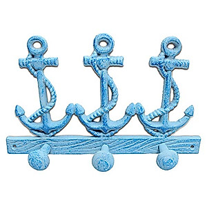 Basic Fundamentals Cast Iron Nautical Anchors Wall Rack with 3 Hooks