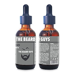 The Beard Guys Maximum Strength Minoxidil & Biotin Fast Beard Growth Oil, One Month Supply, 2 Ounce - Top Beard Thickener and Conditioner Infused With Argan and Jojoba Oil
