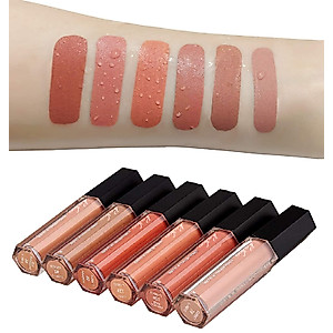 Rechoo Matte Liquid Lipstick Set, 6 Pcs Superstay Mate Ink Waterproof Lip Gloss Beauty Lips Makeup Set (NUDE MATTE INK)