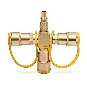 GASPRO Propane Splitter, 3 Ways 1/4inch RV Propane Quick Connect Fitting, Quick Disconnect Adapter for RV, Trailer, Camper, Connect to Propane Quick Connect Hose
