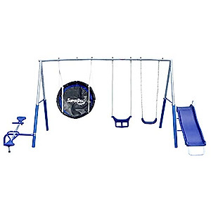 XDP Recreation Free N' Swing Swing Set, Gray & Eezy Peezy Monkey Bars Climbing Tower - Active Indoor/Outdoor Fun for Kids Jungle Gym Ages 3 to 8 Years Old