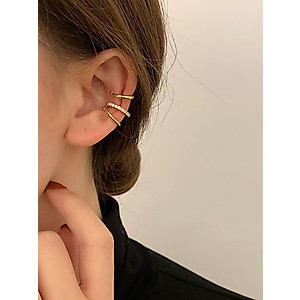 Ear Cuffs Non Piercing Ear Cuff Earrings for Teen Girl Gifts Trendy Stuff 14K Gold Plated Earrings for Women Hypoallergenic Non Pierced Clip on Cartilage Earring Set Jewelry