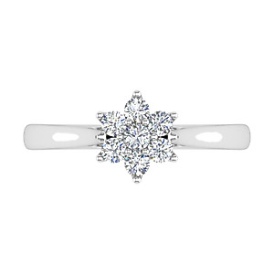 FINEROCK 1/4 Carat Flower Shaped Cluster Prong Set Diamond Ring Band in 10K White Gold (Ring Size 7.25)