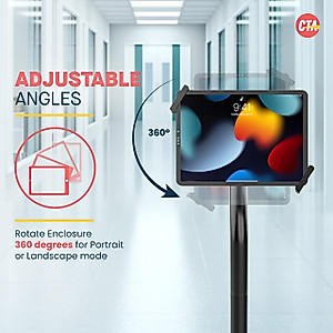 Kiosk Stand Neck - CTA Premium Height-Adjustable Floor-to-Desk Security Kiosk Stand Neck for iPad 7th/ 8th/ 9th Gen 10.2", iPad Pro 12.9", Surface Pro 4, Galaxy Tab S3, & 7-14" Tablets (PAD-PARASW)