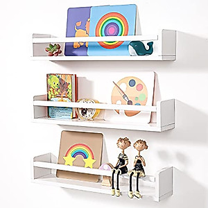AZSKY White Floating Bookshelf 24 Inches of 3 Nursery Bookshelves Wall Mounted Floating Shelf for Kids Room Cosmetic Storage Shelves Bathroom Storage Shelves Display Shelf Toy Storage Shelves