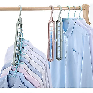 Askfairy 5PCS Multifunctional Foldable Hanger with 9 Holes Space Saving Hangers for Heavy Clothes, Shirts Pants Dresses Coats