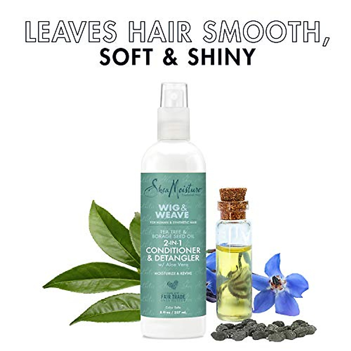 SheaMoisture 2in1 Conditioner and Detangler Leave-In Conditioner for Wig Tea Tree and Borage Seed Oil Paraben Free Conditioner 8 oz