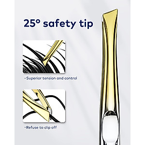 llano Tweezers, Professional Precision Eyebrow Tweezers for Women and Men, Stainless Steel Slanted Hair Removal Tweezers Plucker Makeup Tool for Brow, Facial Hair, Blackhead and Splinter