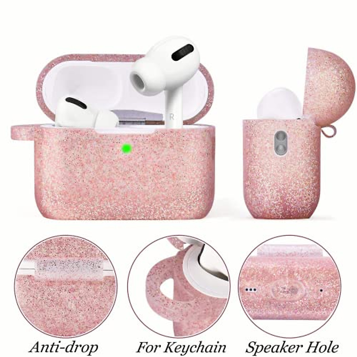 VISOOM Airpods Pro 2 Case Cover Cute with Bling Elegant Keychain for Apple Airpods pro 2nd Generation Case Cover Silicone iPod pro 2 Case Airpods pro 2nd Generation/Air Pro Pods 2nd Gen (Rose Gold)
