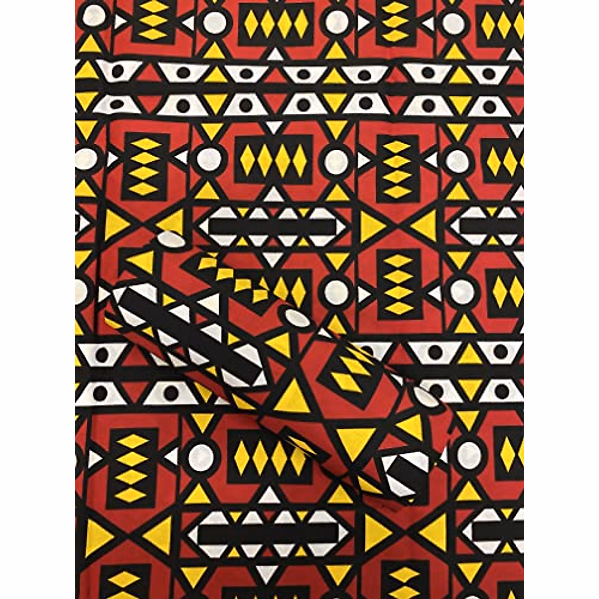 Beautiful African Wax Print Fabric | Simakaka African Print Fabric | Red, White, Yellow, Black African Print Fabric | African Tribal Print Fabric | Angola African Prints Fabric- 6 Yards