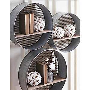 K&K Interiors, Set of 3 Round Metal Wall Shelves (Grad Sizes)