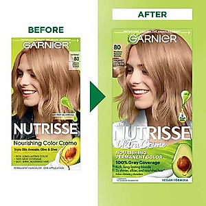Garnier Hair Color Nutrisse Nourishing Creme, 80 Medium Natural Blonde (Butternut) Permanent Hair Dye, 2 Count (Packaging May Vary)