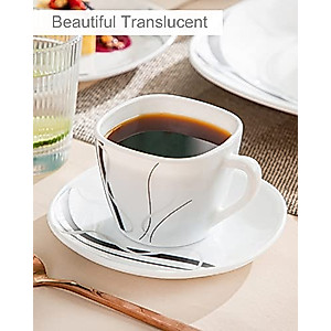 VEWEET Fionaglas 30-Piece Dinnerware Set Ivory White Opal Glassware, Break Resistant Dinner Sets with Dessert Plates/Soup Plates/Dinner Plates/Cups/Saucers Service for 6