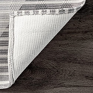 nuLOOM Alesha Modern Striped Machine Washable Area Rug, 8' x 10', Beige