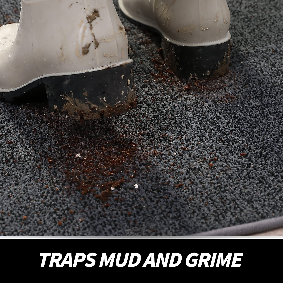 LINLA Indoor Doormat, Super Absorbs Mud Mat, Washable Non-Slip Rubber Backing Clean Door Mat for Doorways Inside Dirt Trapper Mats Shoes Scraper, 18x30 Inches Dark Gray