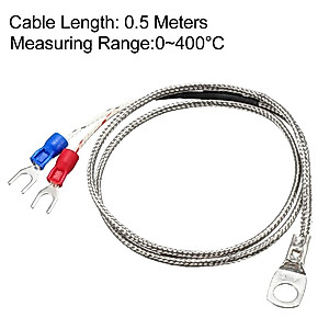 uxcell K Type Thermocouple 6mm Dia Temperature Sensor Probe(0 to 400C) Fiberglass 1.6ft
