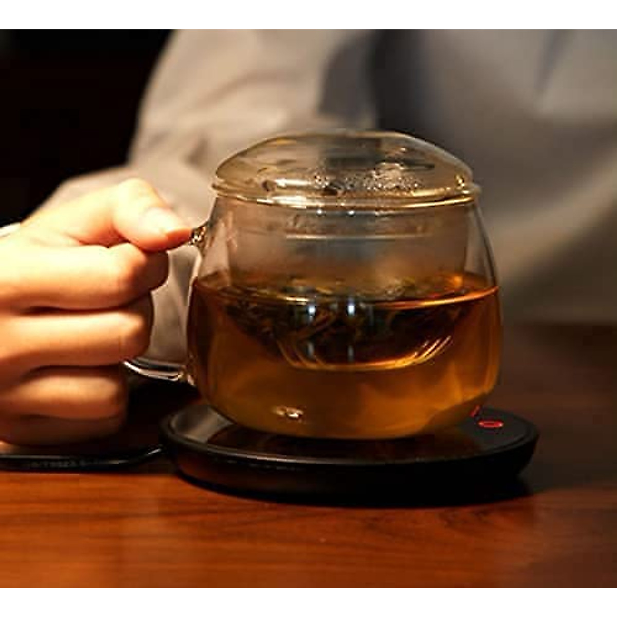 Coffee Warmer for Desk,4.6Inch Electric Cup Warmer Pad for Coffee Tea Milk Water, Touch Heating Thin Minimalist Cup Mat Warm Pad for Office Home Desk Use (Black)