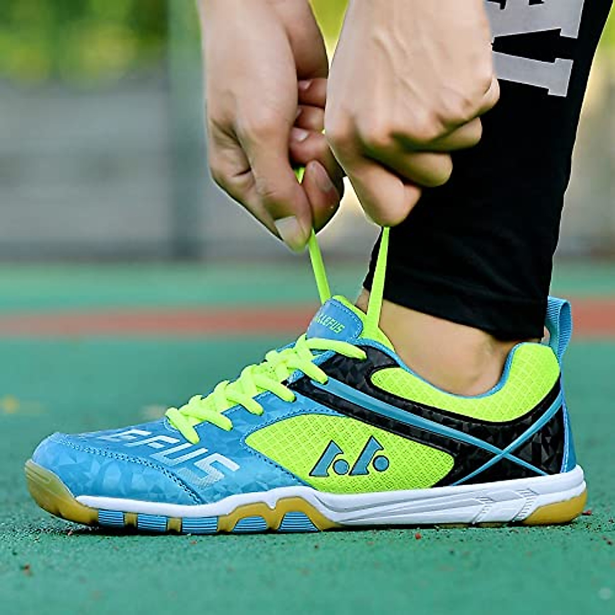 Womens Lightweight Indoor Court Shoes Breathable Sneaker Cross Trainers for Pickleball, Badminton, Table Tennis (Green 803, 9.5)