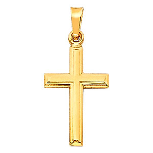 14K Yellow Gold Cross Pendant with 1.9mm Figaro 3+1 Chain Chain Necklace - 22"