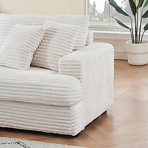 79.3"W Oversized Chaise Lounge Chair Indoor with Ottoman,Corduroy Upholstered Comfy Sofa w Storage Space&Cup Holders,Modern Sectional Couch,Sleeper Sofa Bed for Living Room,Office,Small Places