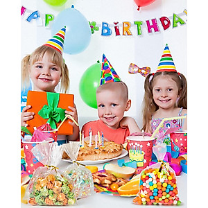 Labeol Cellophane Bags 200Pcs 6X9 Treat Bags with Ties Goodie Bags Clear Plastic Bags for Packaging Favor Gift Cookie Candy Bakery Valentines Day Easter