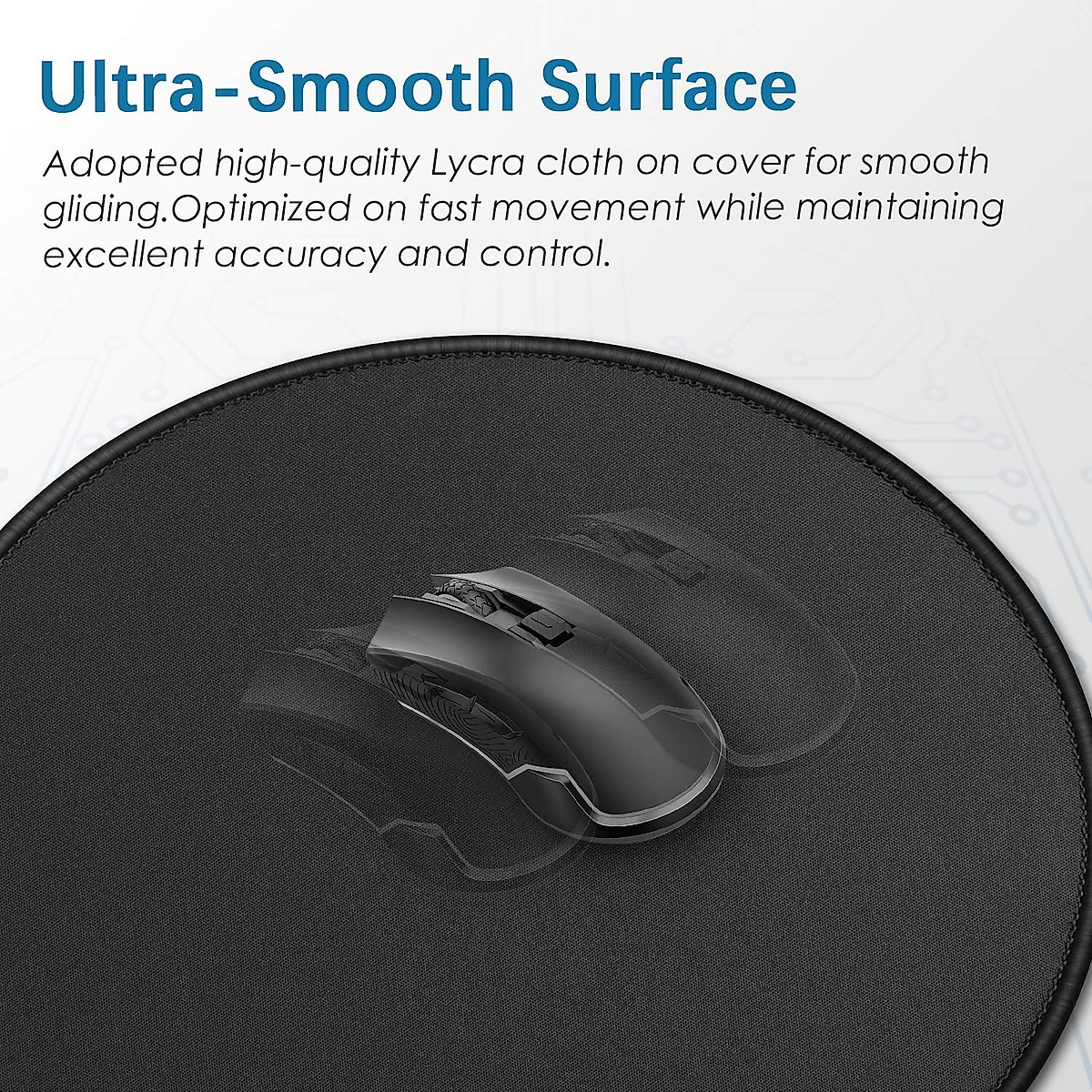 Round Mouse Pad with Stitched Edge Premium-Textured Non-Slip Rubber Base Mouse Mat Mousepad for Office & Home, Black (8.7 x 8.7 x 0.12Inch)