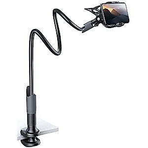 Lamicall Phone Holder Bed Gooseneck Mount - Cell Phone Clamp Clip for Desk, Flexible Lazy Long Arm Headboard Bedside, Overhead Mount Stand, Compatible with iPhone 14 Plus / Pro Max XR X 8 7 6 Plus