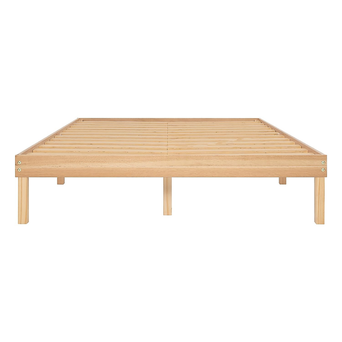 Naomi Home 14 Inch Solid Wood Platform Bed Queen Bed Frame, Pine Wood Queen Platform Bed Frame, No Squeak Bed Frame, Bed Frame Queen Size, No Box Spring Needed, Sturdy Bed Frame - Natural