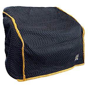 US Cargo Control Heavy Duty Quilted Cover for Chair/Recliner - Black/Yellow Furniture Pad for Moving and Storage - 39 Inches x 46 Inches - Cotton/Polyester Blend - 9 Pounds - Washable, Reusable