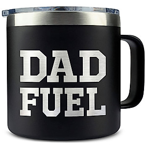 HYTURTLE Dad Fuel Coffee Black Mug/Tumbler 14oz Stainless Steel Gift for Dad on Father's Day, Birthday, Christmas