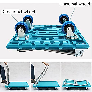 Generic Hand Truck Plastic Flatbed Trolley Metal Foldable Handle and Swivel Wheels fit for Warehouse Platform Hand Truck Factory Load Capacity 660lb Utility Cart (Size : Mute)