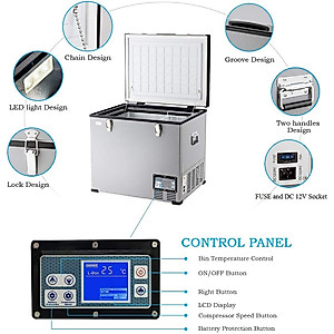 ReunionG 63-Quart Chest Freezer with LCD Display, Temperature-Adjustable Mini Vehicle Refrigerator with Removable Basket and Handles, Portable Electric Cooler Fridge for Home, RVs and Office