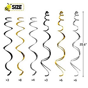 Faisichocalato 45PCS Honey Bumble Bee Hanging Swirl Decoration Ceiling Streamers for Bee Themed Birthday Party Sweet as Can Bee Baby Shower Gender Reveal Bridal Shower Supplies