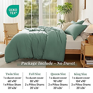 MILDLY Super Soft Duvet Cover - 100% Washed Microfiber Sage Green Comforter Cover Set 3 Pieces with Zipper Closure & Corner Ties (No Comforter)