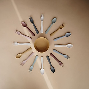 mushie Flatware Fork and Spoon Set for Kids | Made in Denmark (Blush)