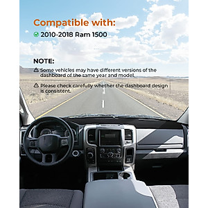 ISSYAUTO Dashboard Cover Mat Dash Cover Compatible with 2010-2018 Ram 1500 2500 3500 & 2019-2024 Ram 1500 Classic Model, Dash Board Protector Cover