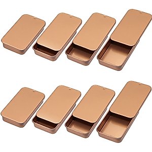 Mini Skater 2.4"x1.3"x0.43" Extra Small Metal Slide Top Tin Containers Sliding Cover Push-Pull Tin Box Portable Slide Cover Storage Box for Jewelry Cosmetic Organizer(Rose Gold) (8)